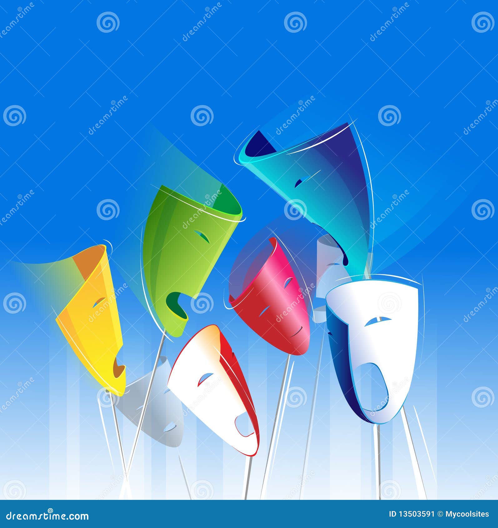 Different Masks Expressions Stock Illustration - Illustration of ...