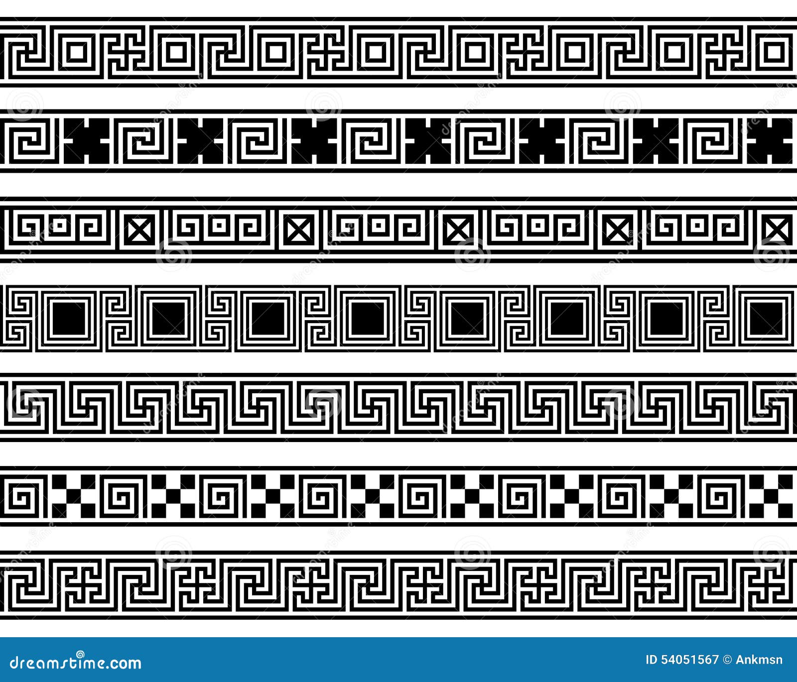 Different Meander Ansient Patterns Wide Frame Element Stock Vector ...