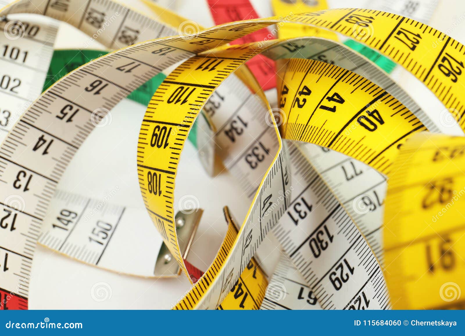 Different Measuring Tapes, Closeup Stock Photo - Image of check ...