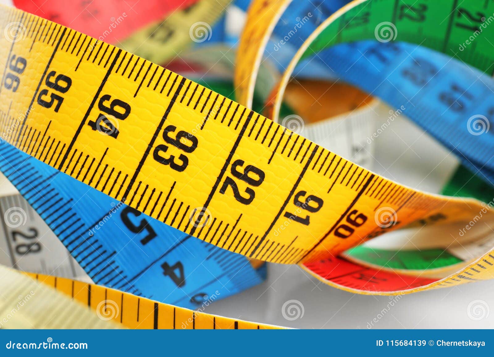 Different Measuring Tapes, Closeup Stock Image - Image of dieting ...