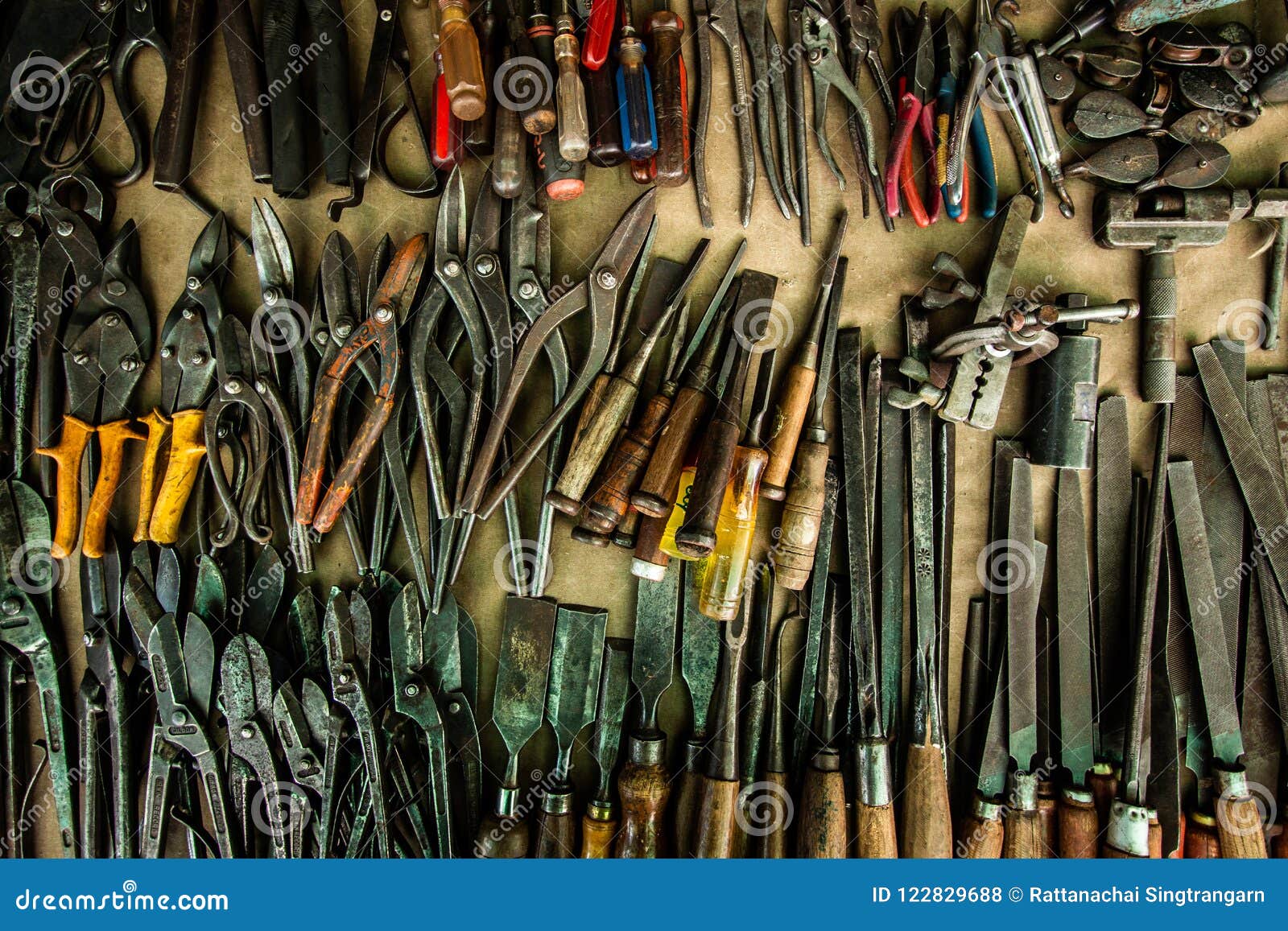 Different Mechanic Tools Old Vintage Carpenter Collections at Workshop ...