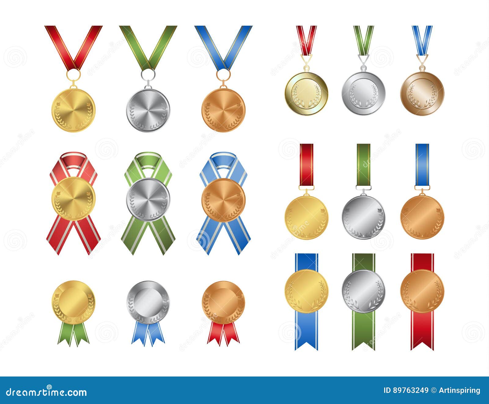 Different medals set. stock vector. Illustration of emblem - 89763249