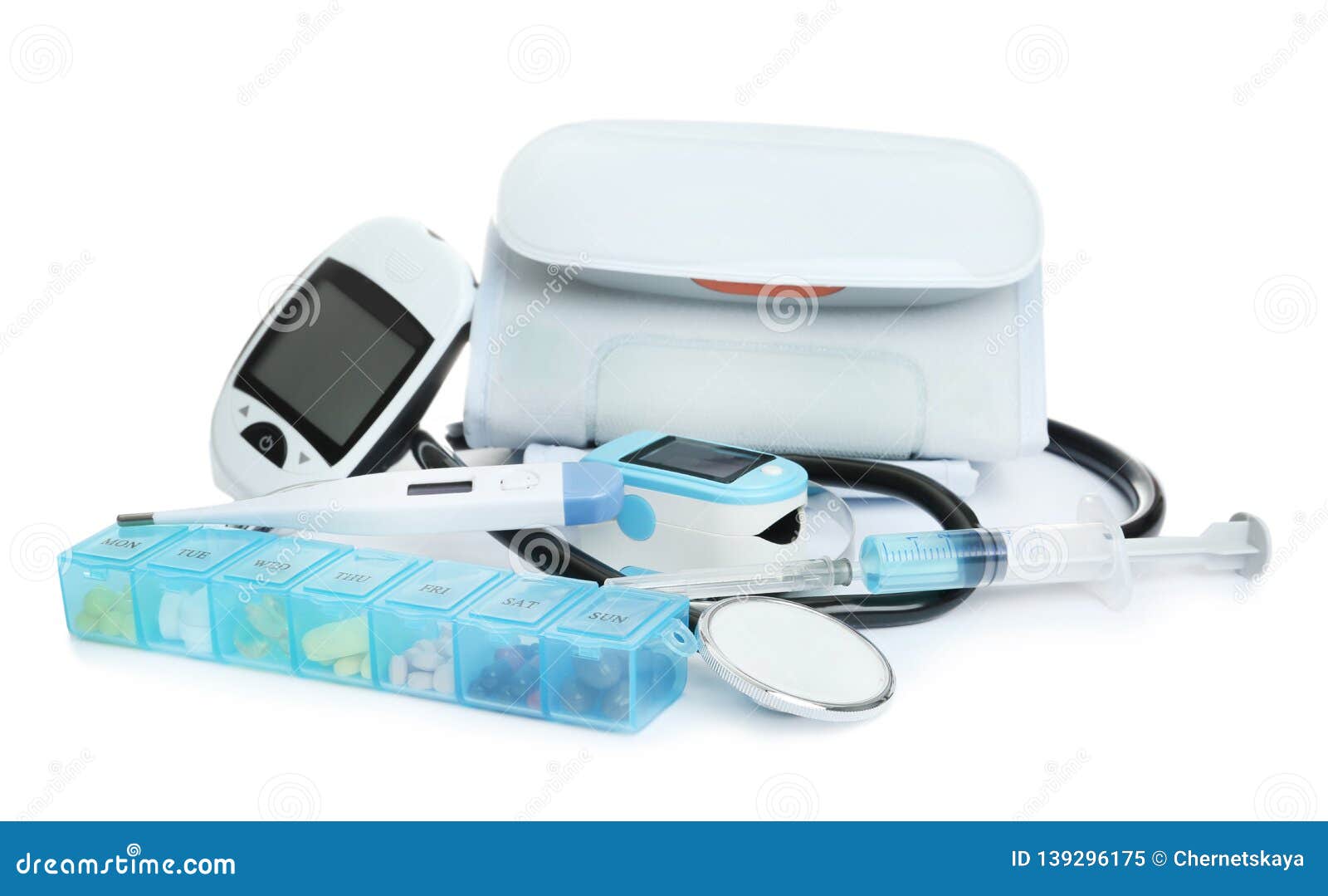 Different Medical Objects On White Background. Stock Image - Image of ...