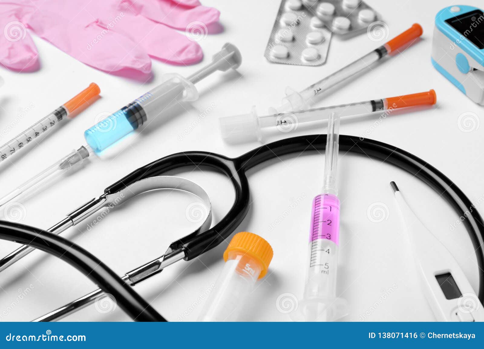 Different Medical Objects on White Background Stock Photo - Image of ...