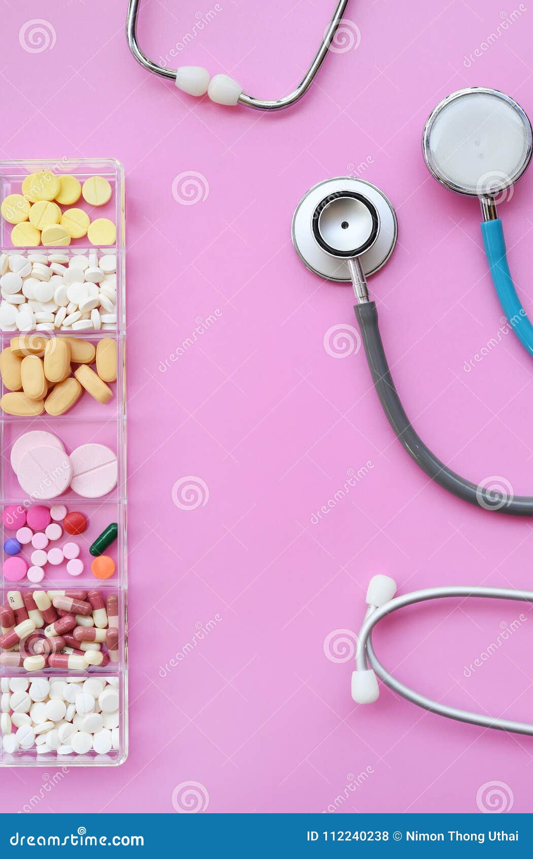 Different Medication with Stethoscope Stock Photo - Image of checkup ...