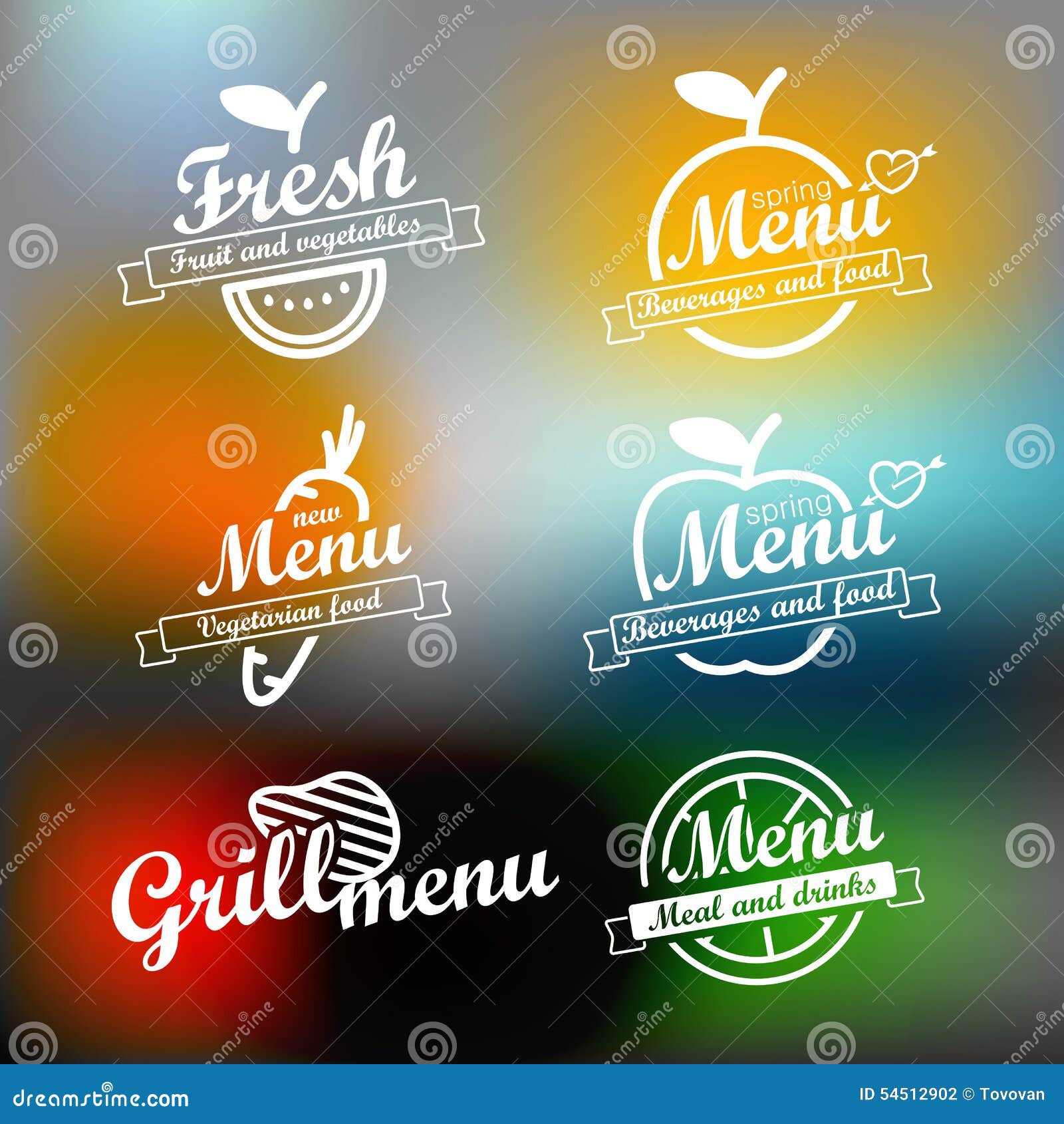 Different Menu Labels Design Set Stock Vector - Illustration of print ...
