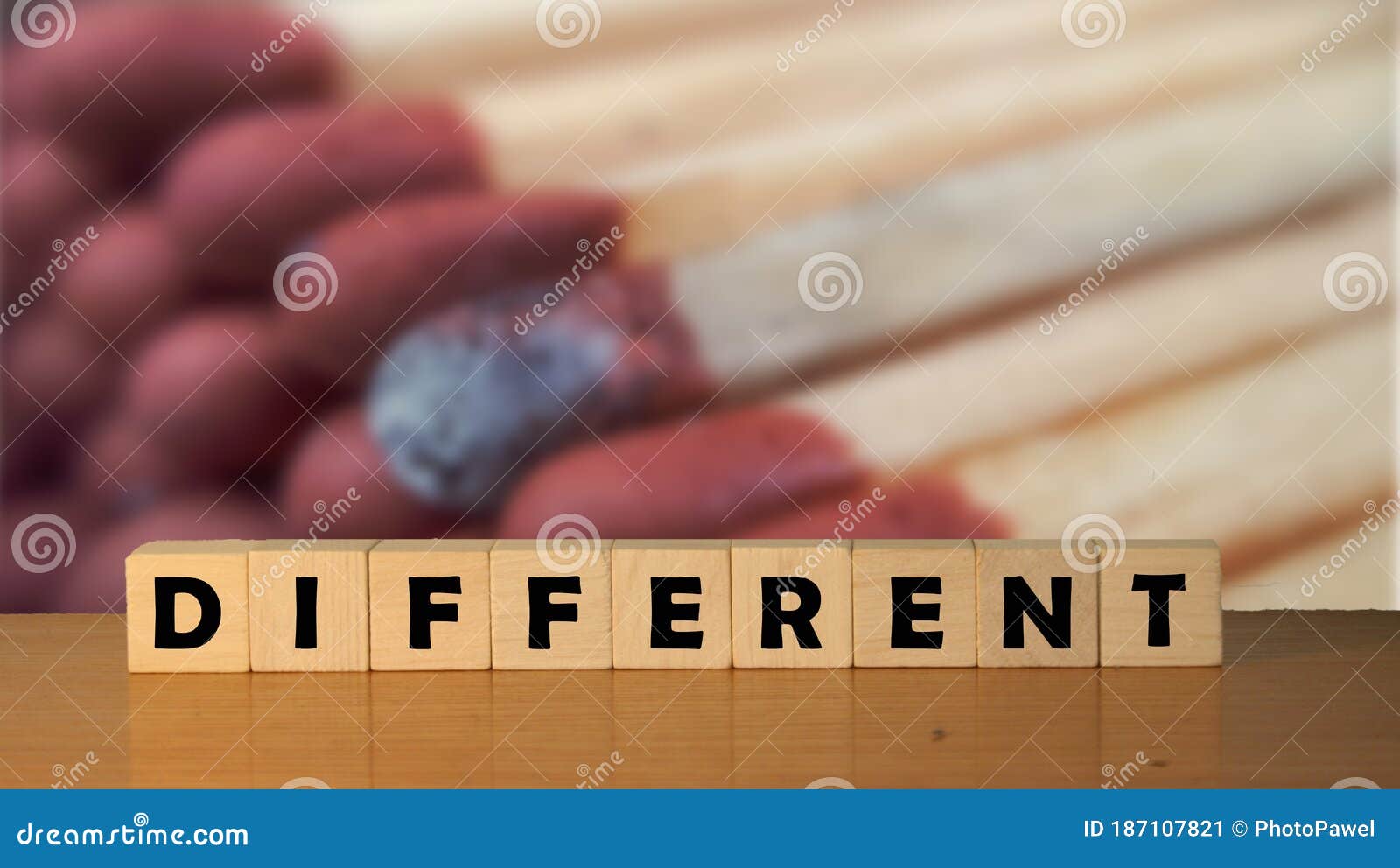 DIFFERENT Message Word on a Wooden Desk on Cube Stock Image - Image of ...