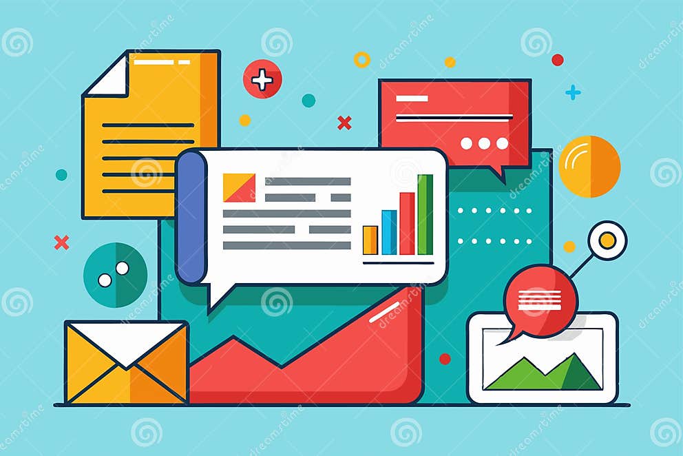 Different Messaging Symbols Illustrate the Process of Sending Data and ...