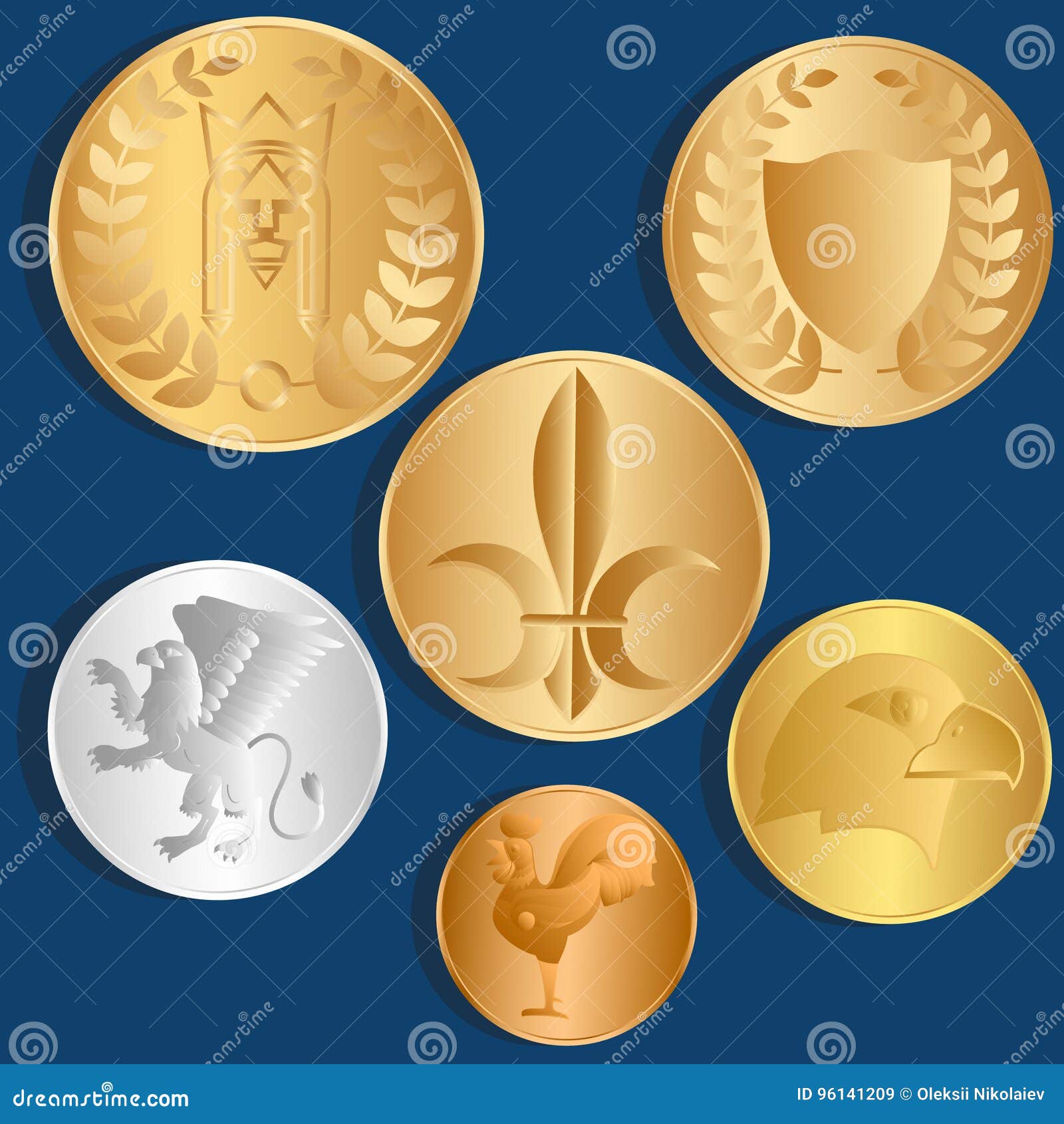 Numismatist Collector Male Character Sitting At Desk Examine Golden ...