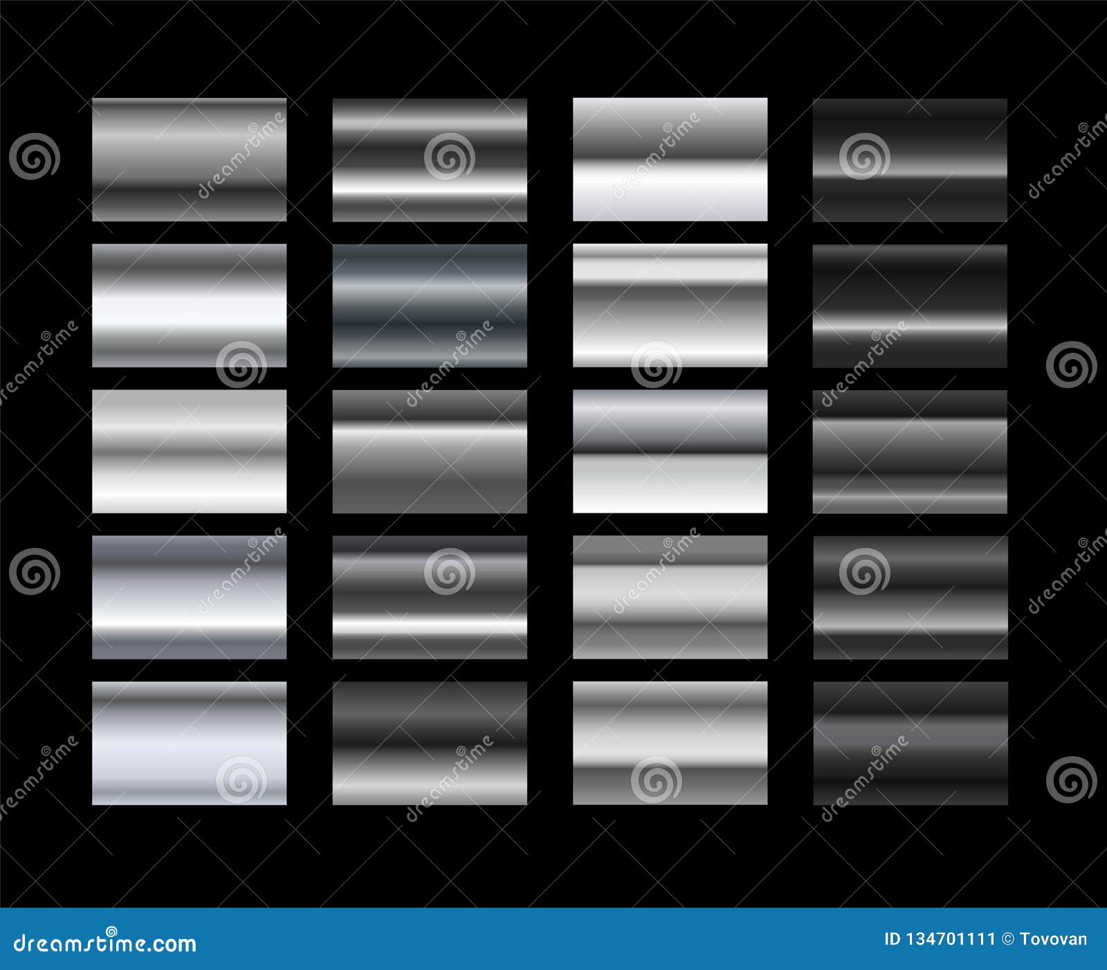 Different Metal Gradients Set Stock Vector - Illustration of soft ...