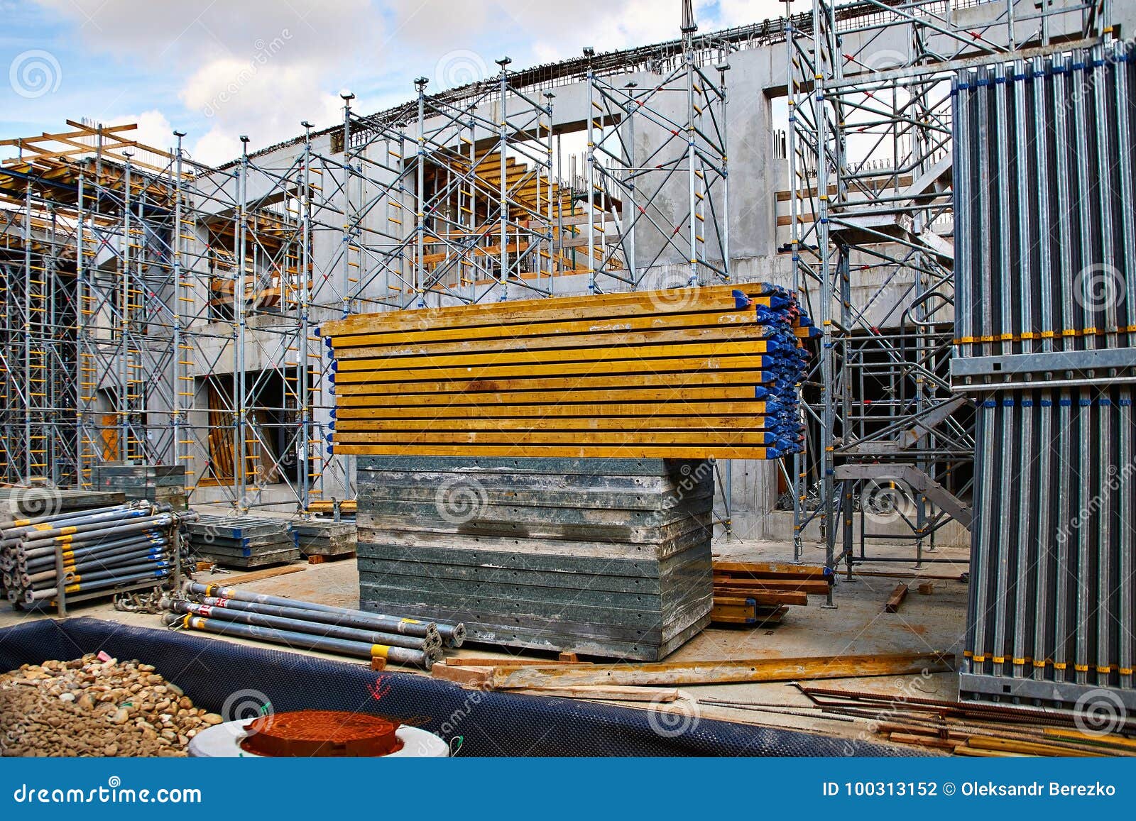 Different Metal Materials at Construction Site Stock Photo - Image of ...
