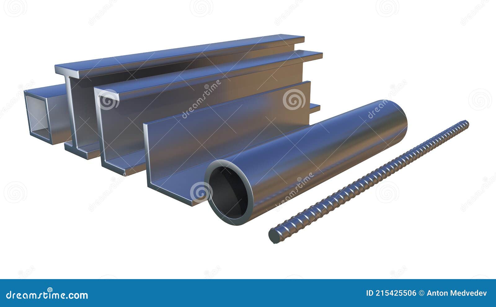 Different Metal Profile, Isolated Computer Generated Industrial 3D ...