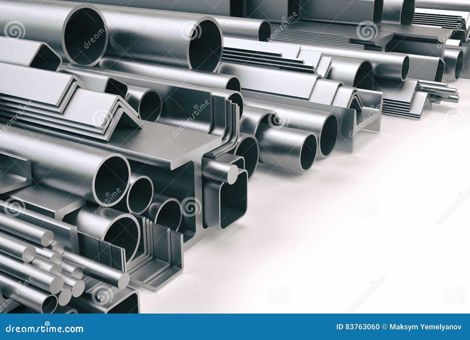 Different Metal Profile Isolated on White Stock Illustration ...