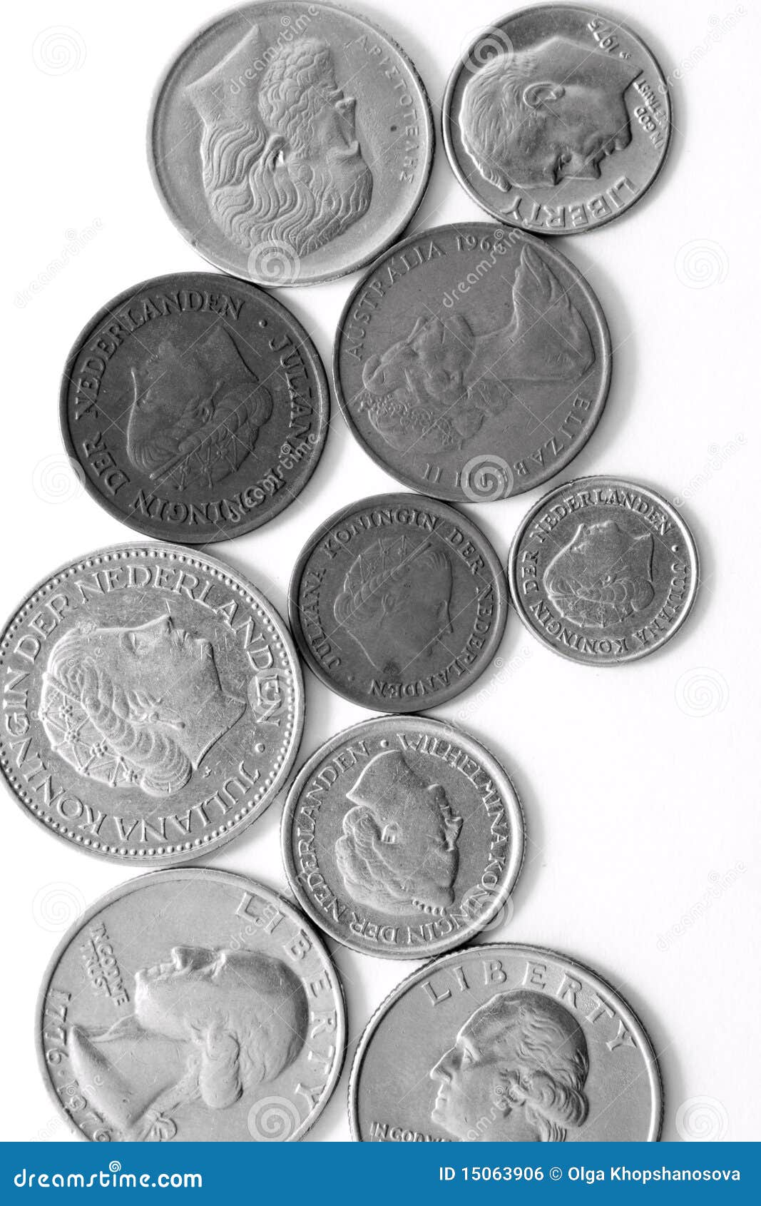 Different Metal Silver Coins Stock Photo - Image of macro, white: 15063906