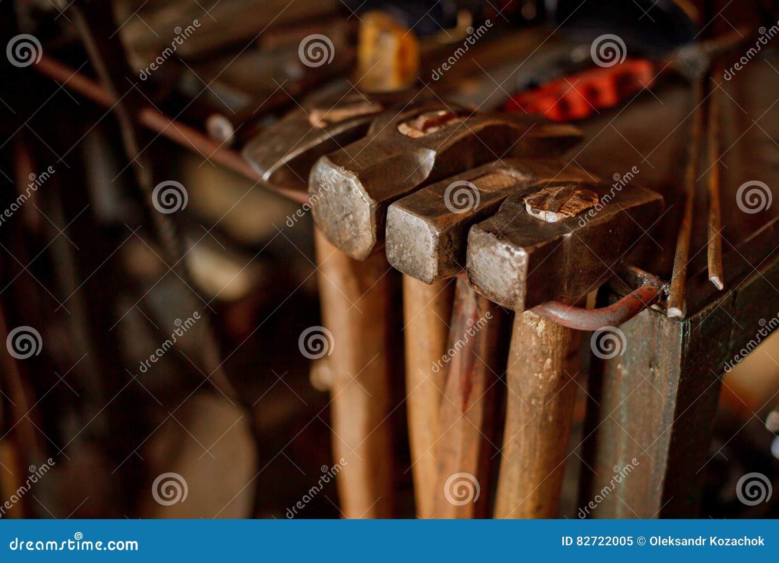 Different Metal Worker Tools on Wooden Table Stock Image - Image of ...
