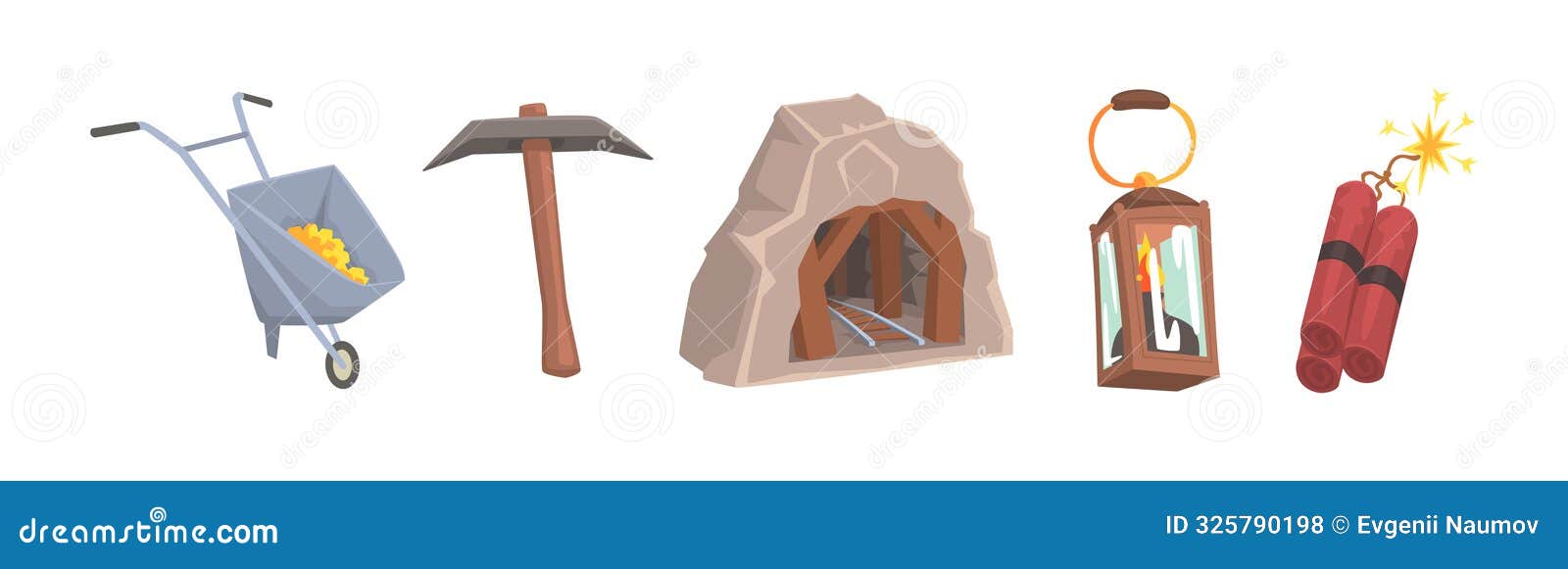 Different Mine Industry Object and Item Vector Set Stock Illustration - Illustration of object ...