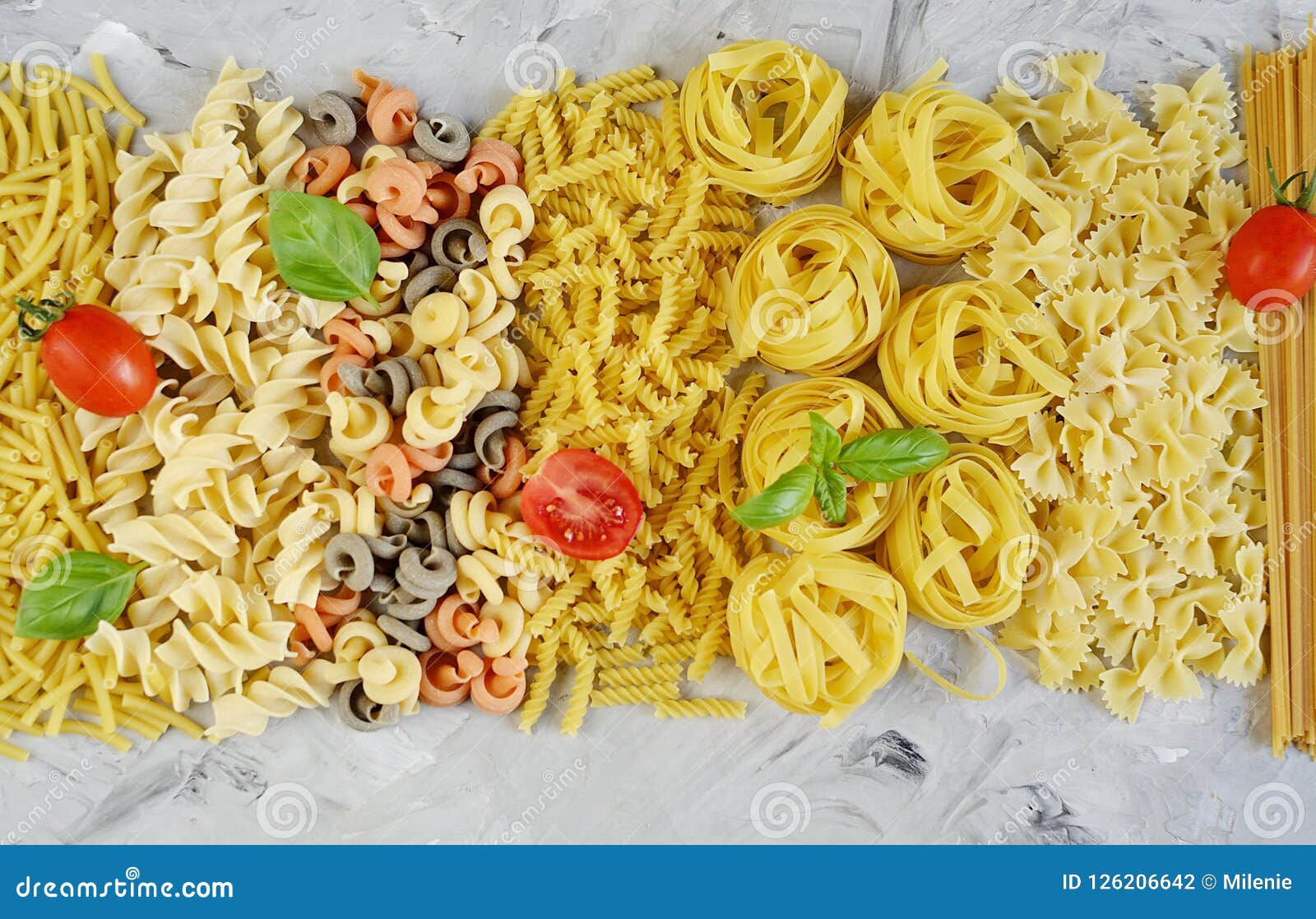 Different Mix Pasta Types on the Table, Easy Food Concept Stock Photo ...
