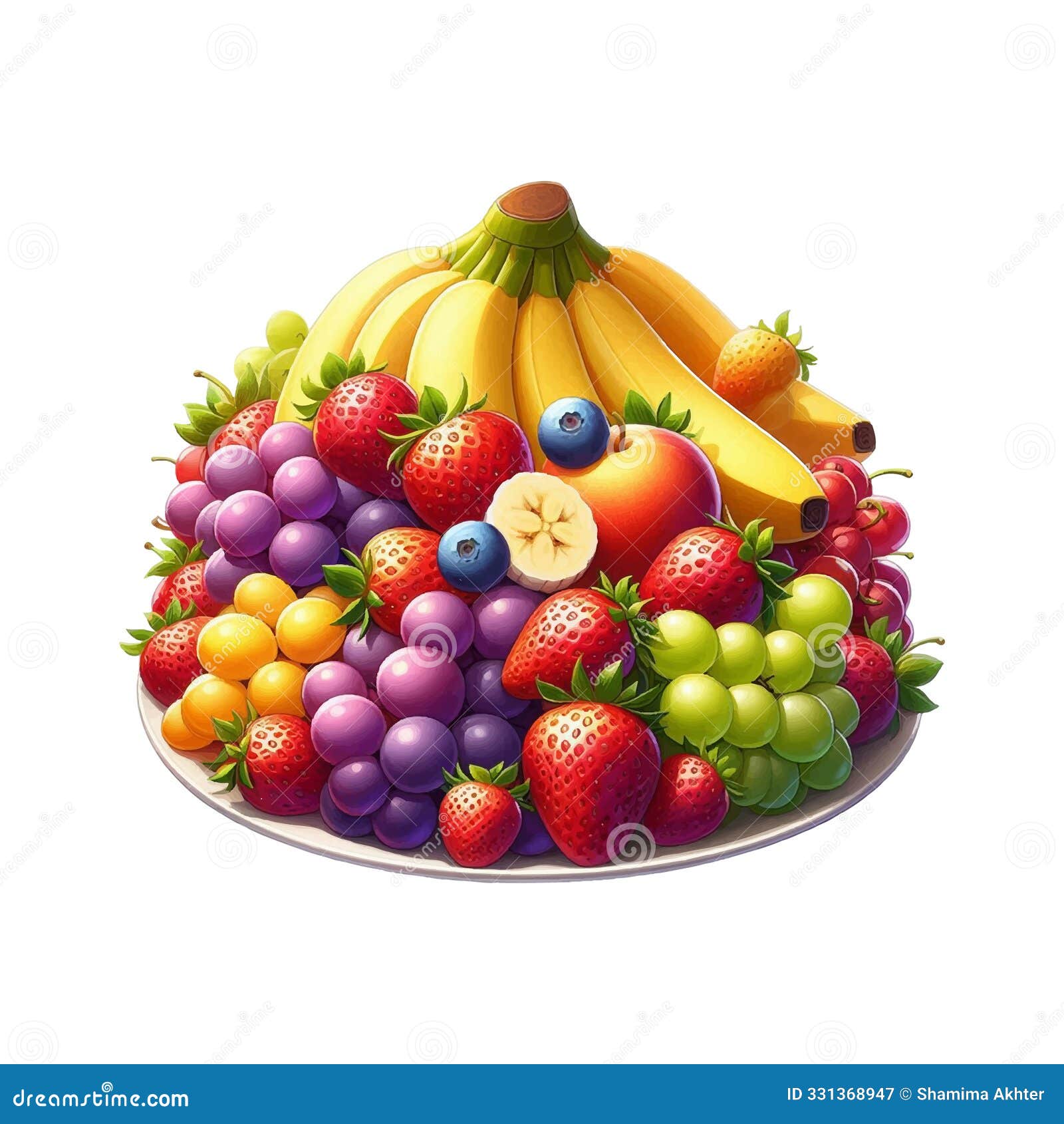 Mixed Fruits On White Background. Fruit Salad. Falling Fruits Royalty ...
