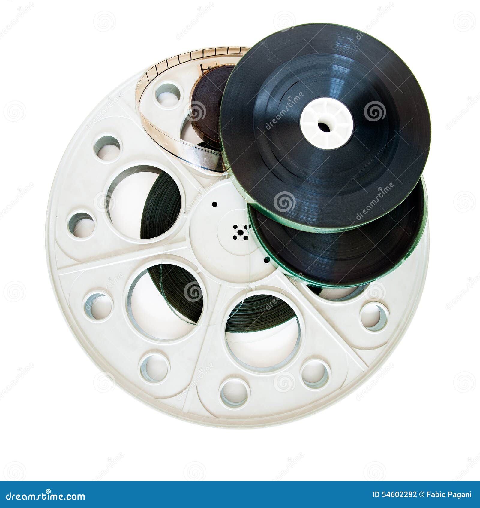 Different 35mm Movie Reels Isolated on White Stock Photo - Image of ...