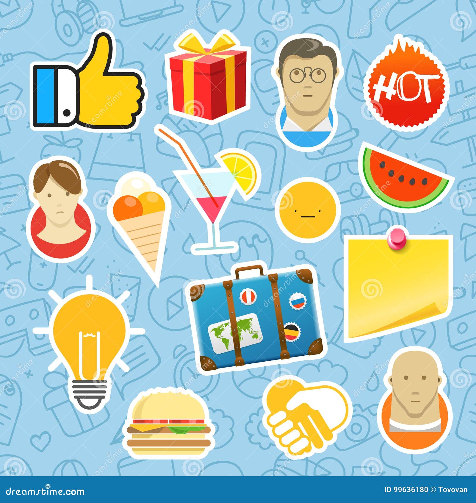 Different Mobile or Web Application Stickers Stock Vector ...