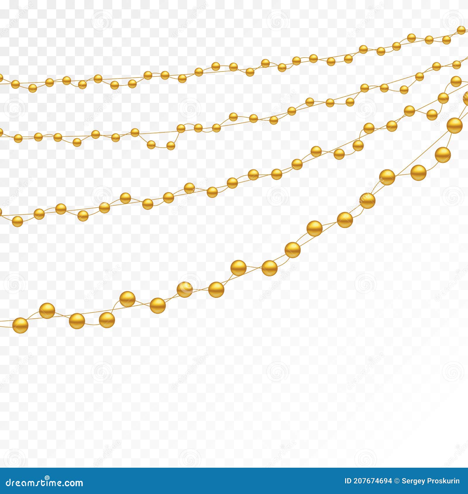 Different Models and Forms of Gold Beads. Realistic Image of Beads ...