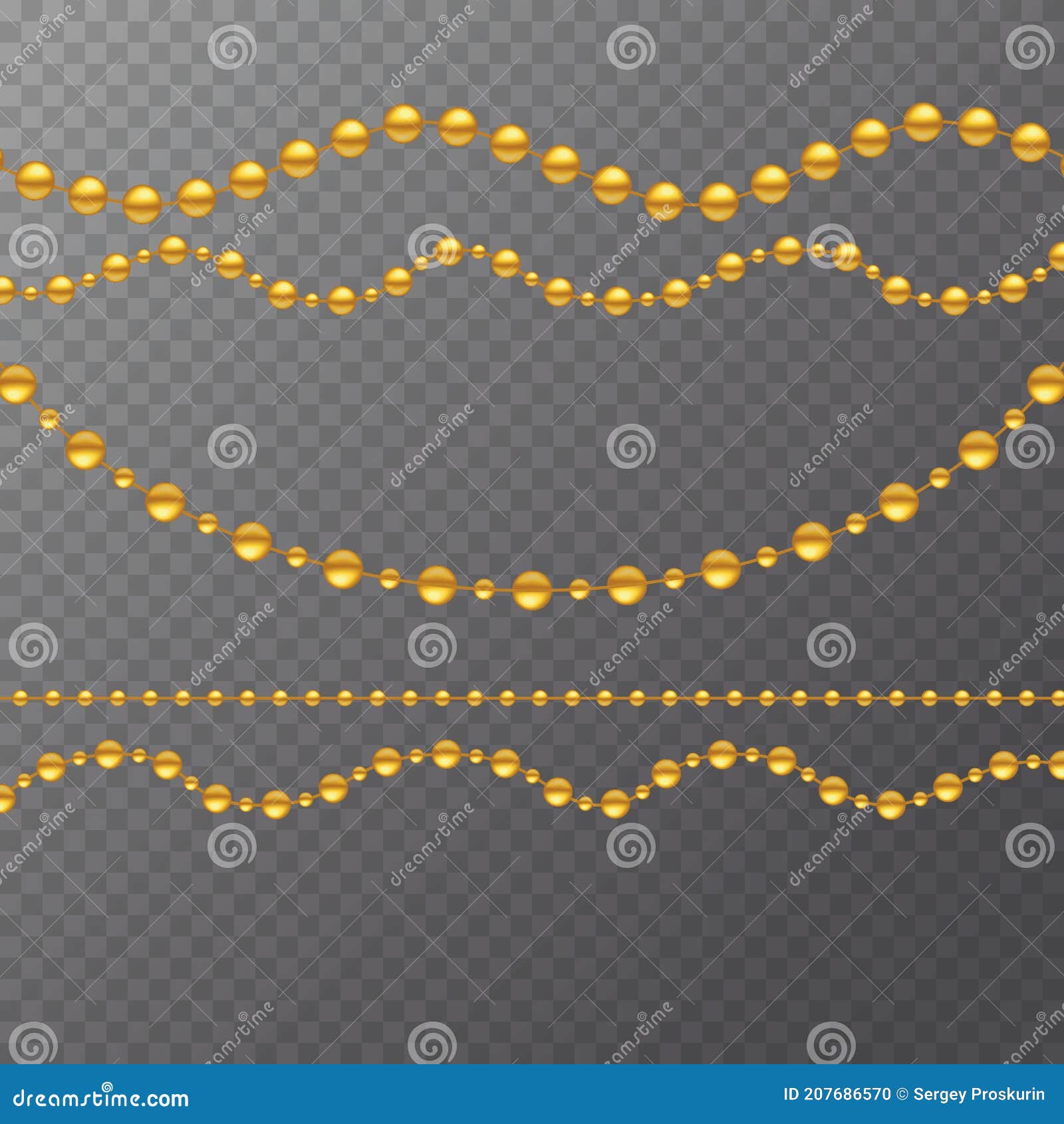 Different Models and Forms of Gold Beads. Realistic Image of Beads ...