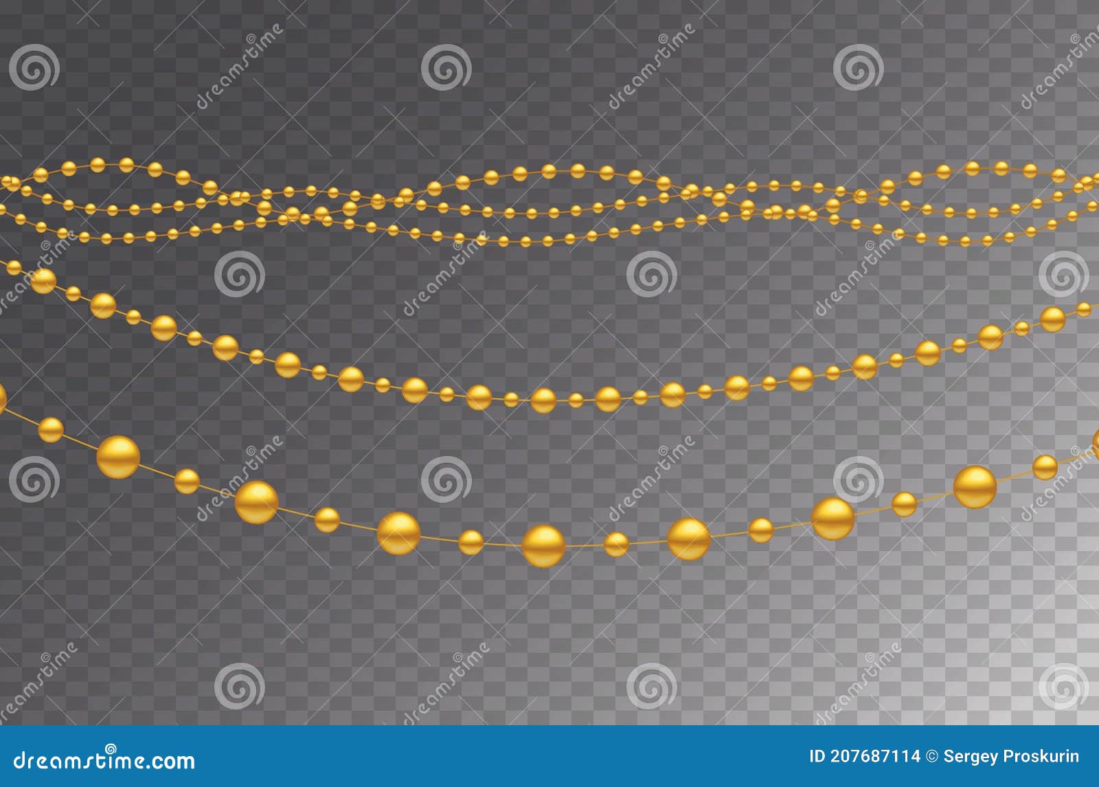 Different Models and Forms of Gold Beads. Realistic Image of Beads ...