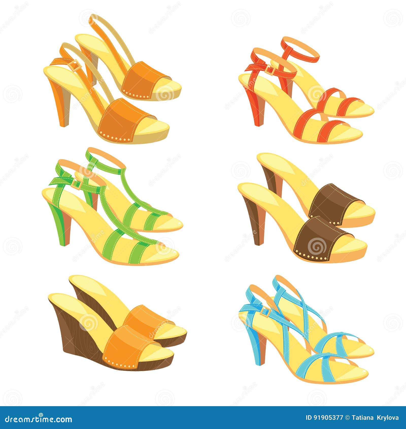 Different Models of Open-back Shoes Stock Vector - Illustration of ...
