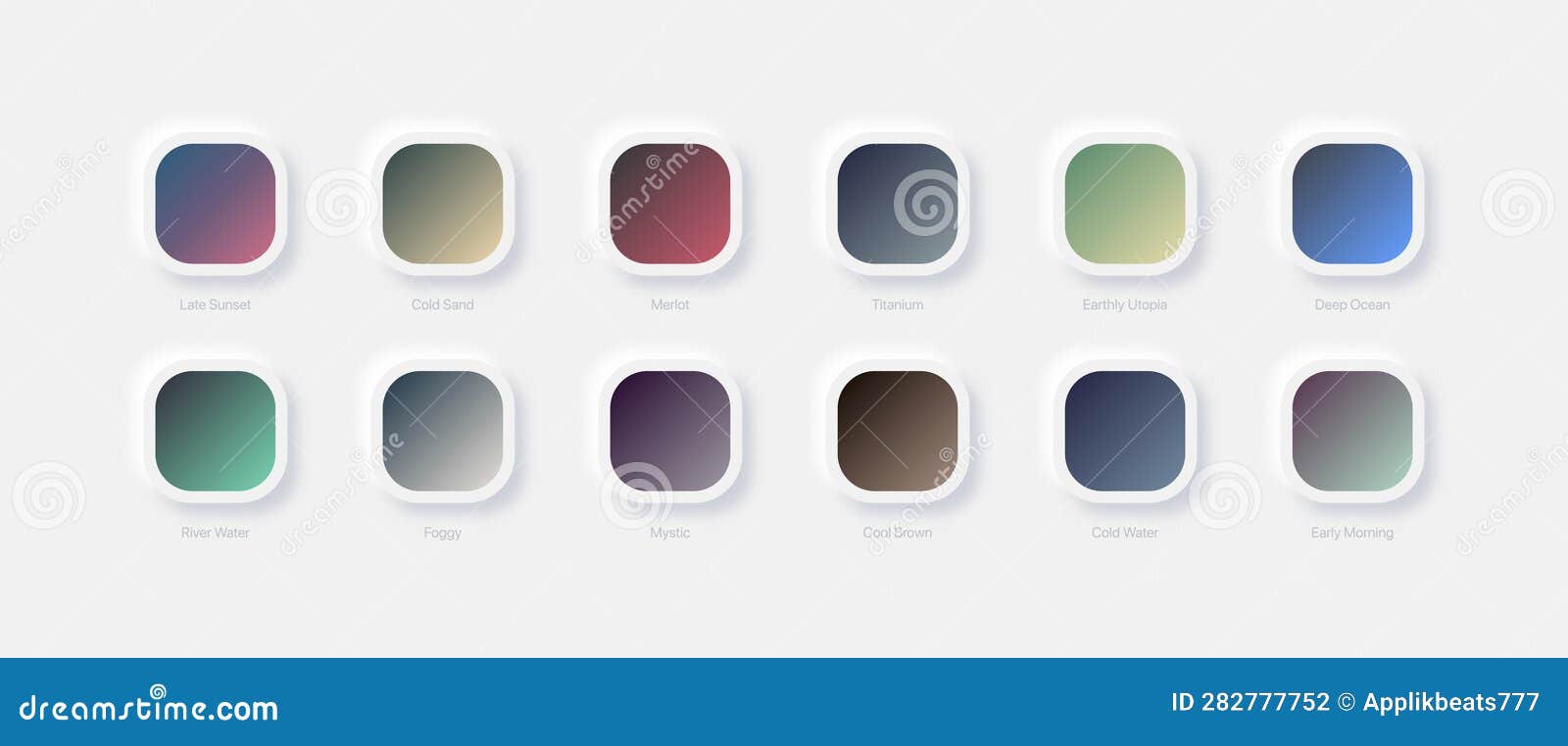 Different Modern Aesthetics Muted Color Gradients Set for UI UX Design ...