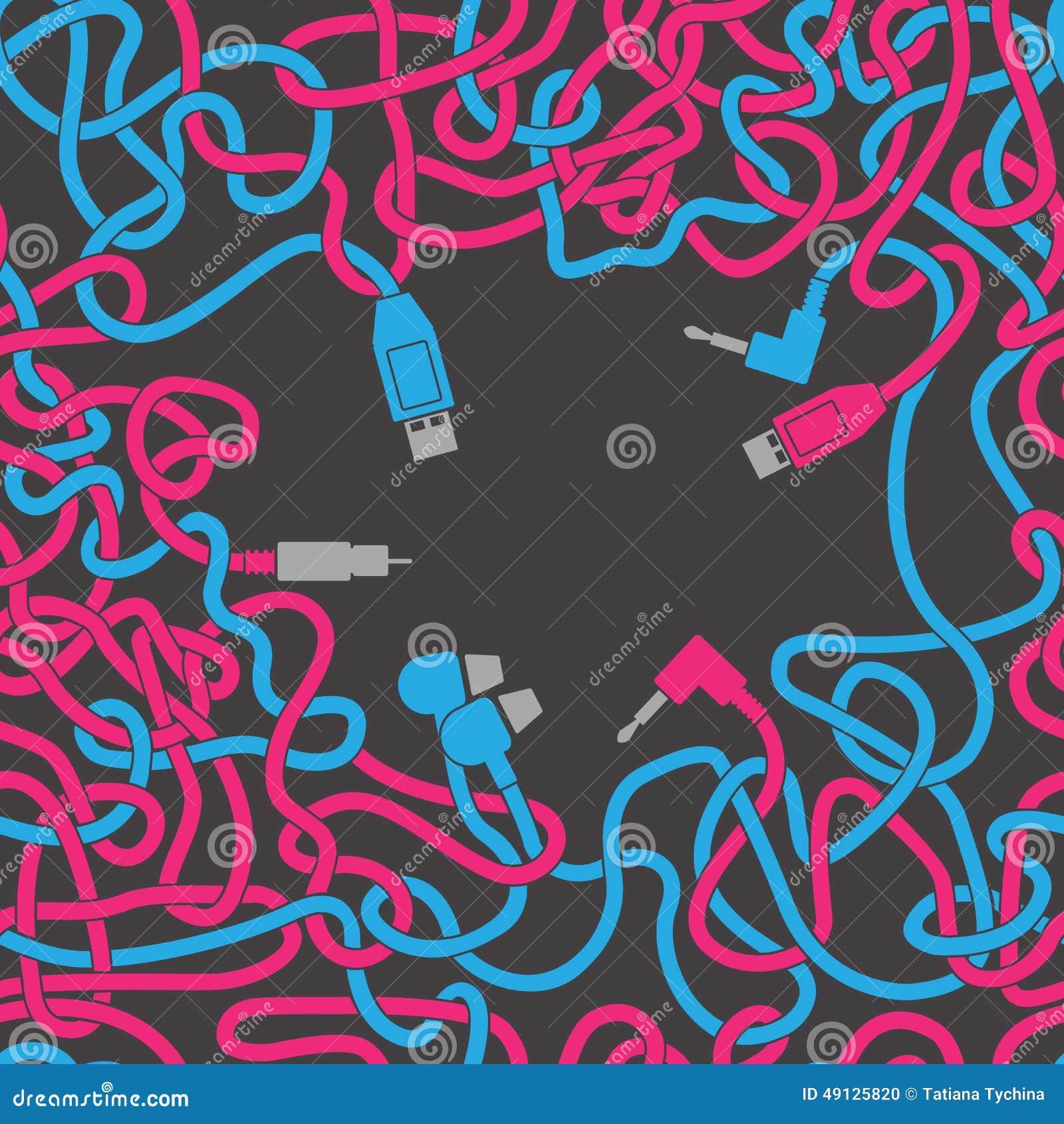 Different Modern Connection Plugs and Wires Stock Vector - Illustration ...