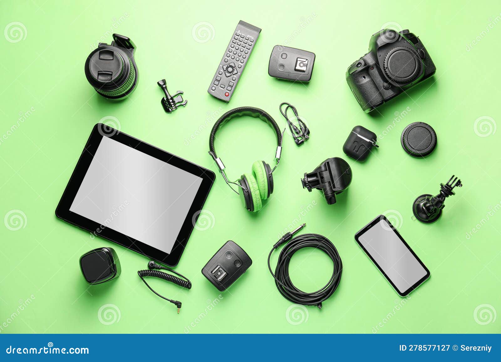 Different Modern Devices on Color Background Stock Image - Image of ...