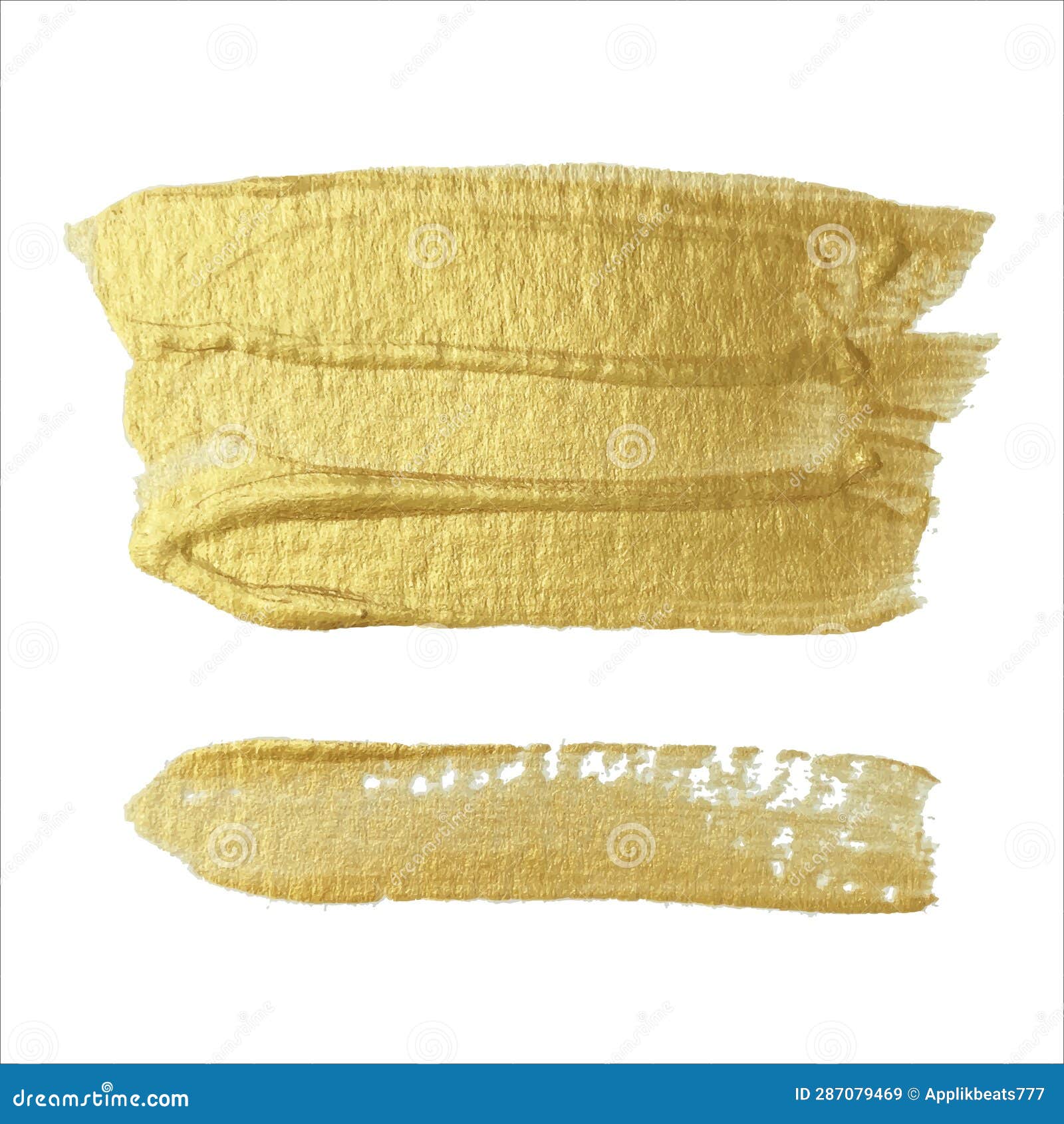 Different Modern Flickering Brush Strokes of Gold Paint on a White ...
