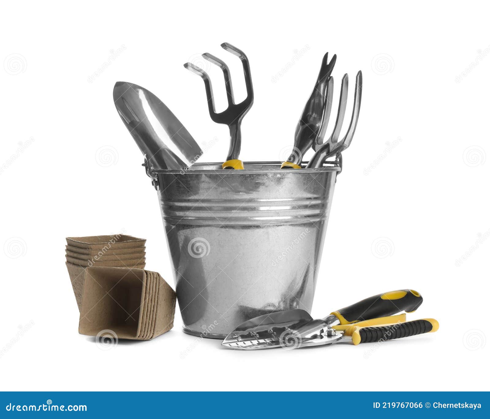 Different Modern Gardening Tools on White Background Stock Photo ...