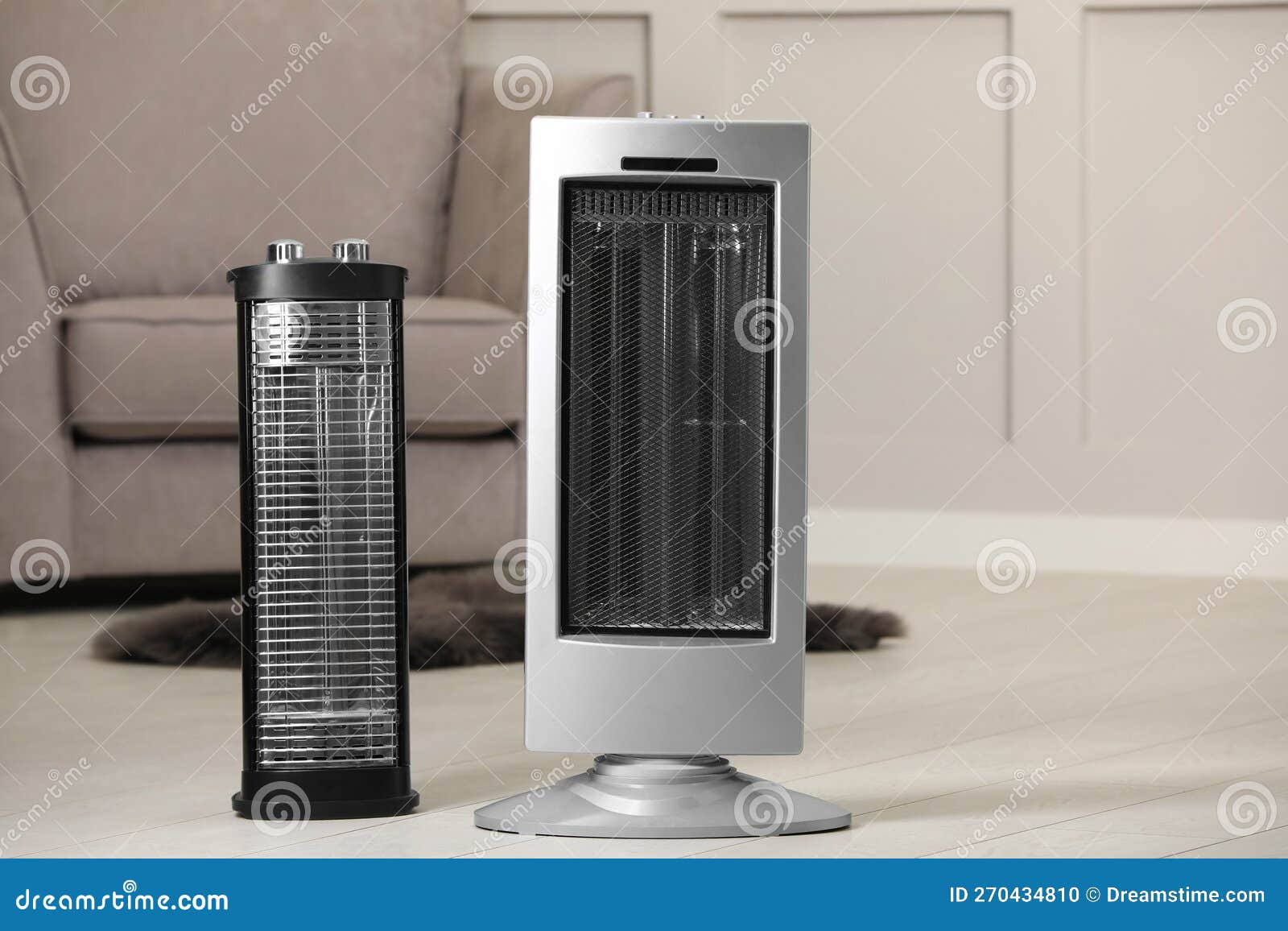 Different Modern Infrared Heater on Floor in Cozy Room Stock Photo ...