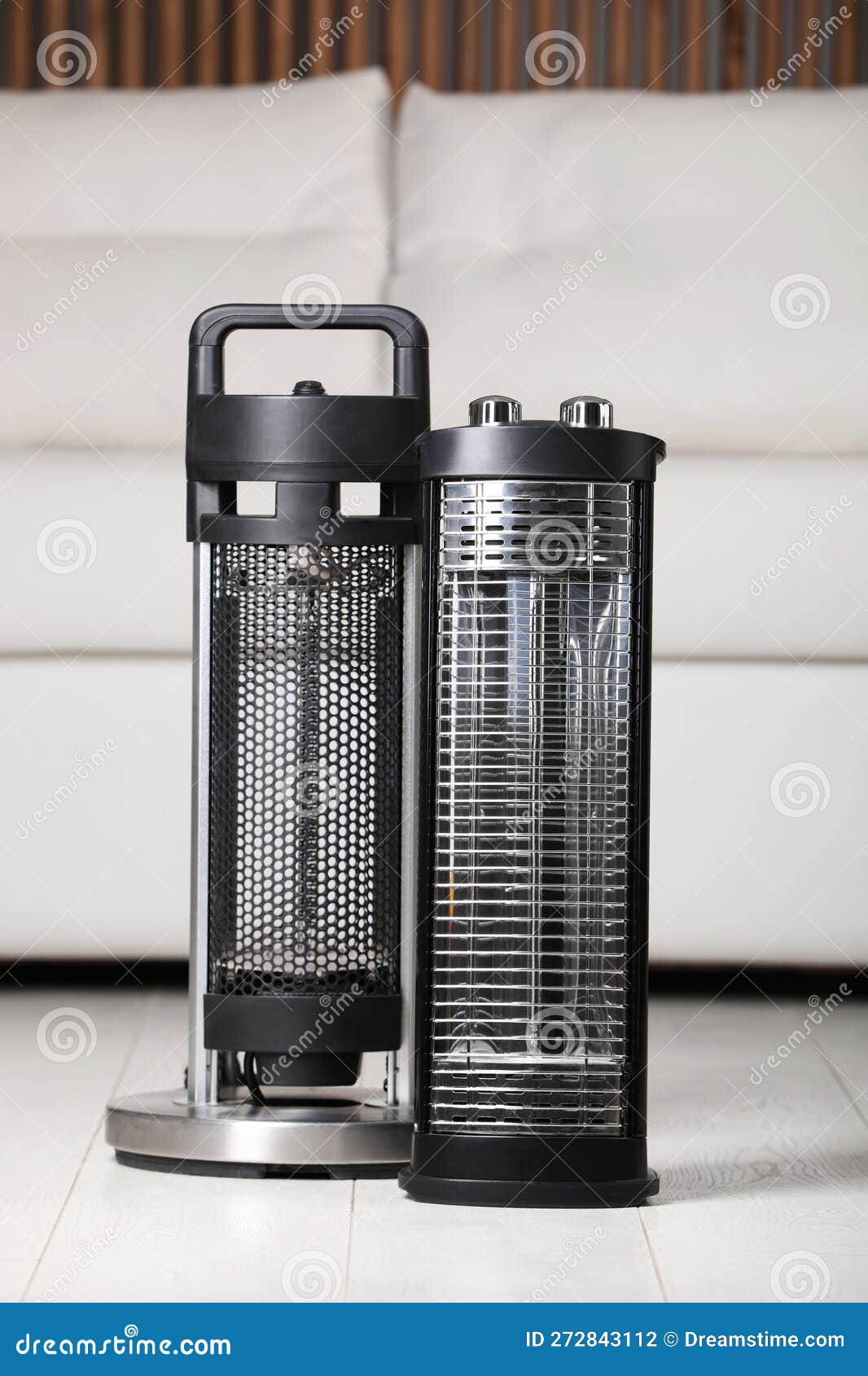 Different Modern Infrared Heater on Floor in Cozy Room Stock Photo ...