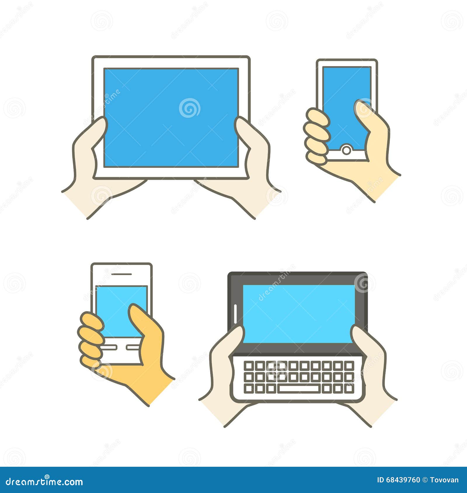 Different Modern Mobile Gadgets Stock Vector - Illustration of hand ...