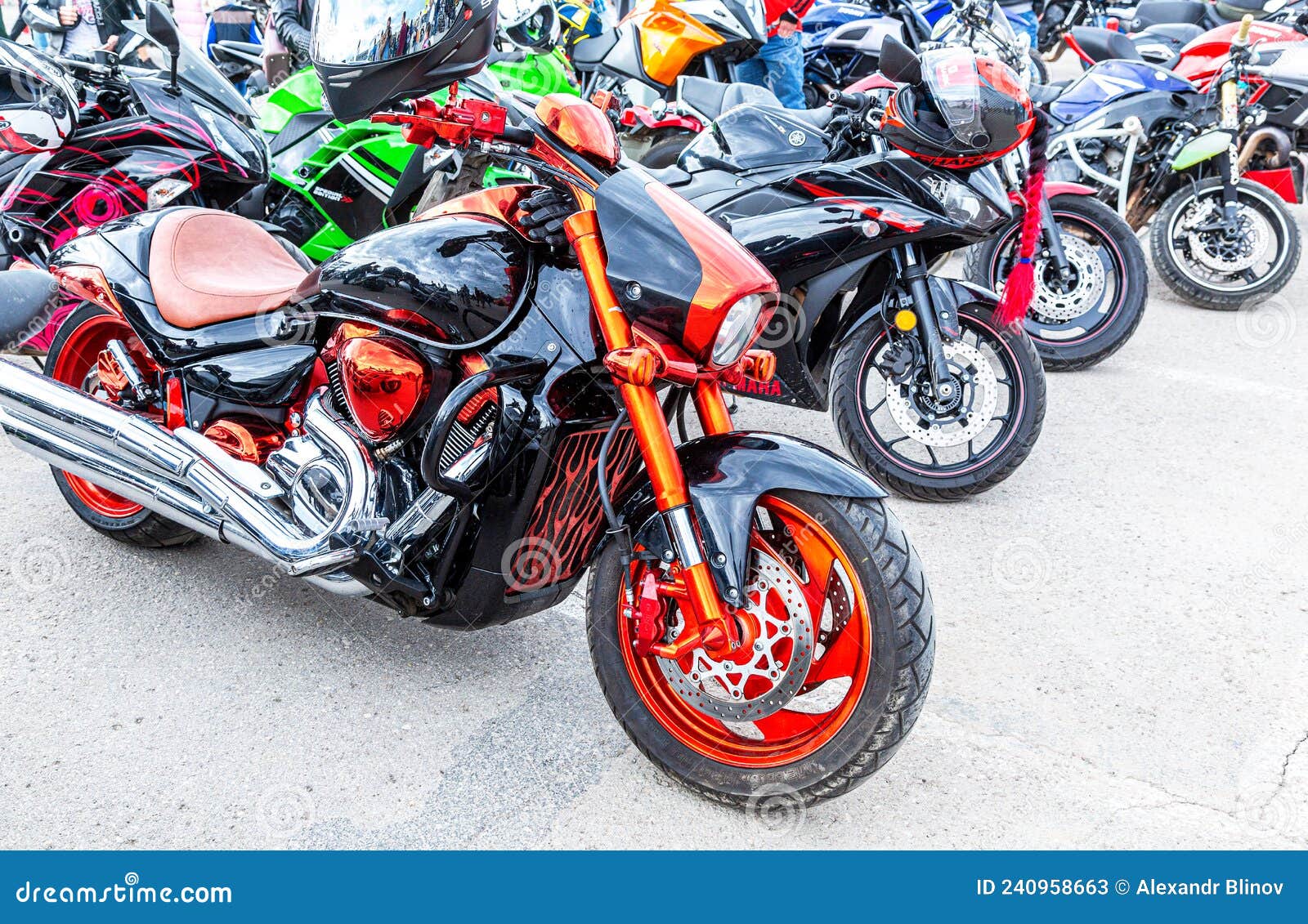 Different Modern Motorbikes at the Parking Lot Editorial Stock Photo ...