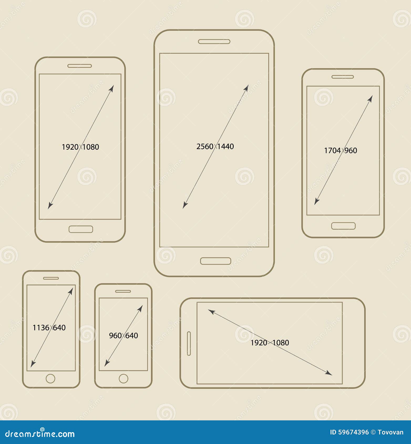 Different Modern Smartphone Resolutions Mockups Stock Vector ...