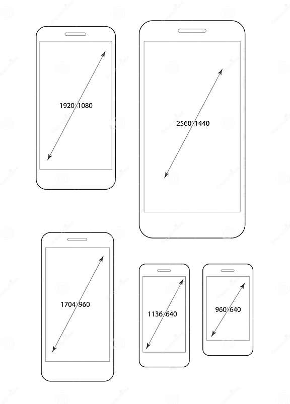 Different Modern Smartphone Resolutions Set Stock Vector - Illustration ...
