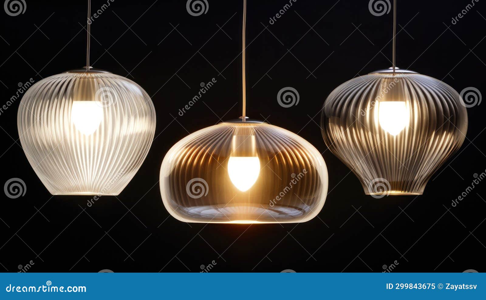 Different Modern Streamlined Chandeliers. Translucency, Transparency ...