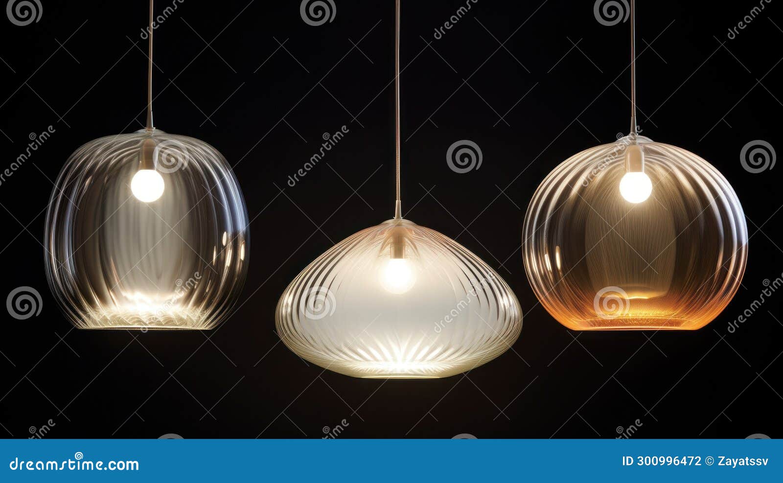 Different Modern Streamlined Chandeliers. Translucency, Transparency ...