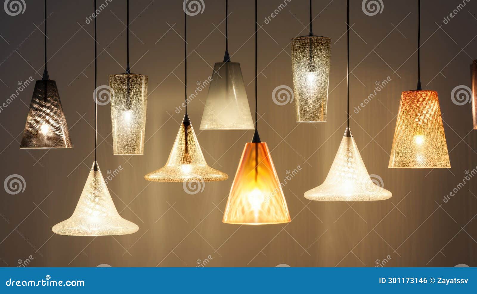 Different Modern Streamlined Chandeliers. Translucency, Transparency ...