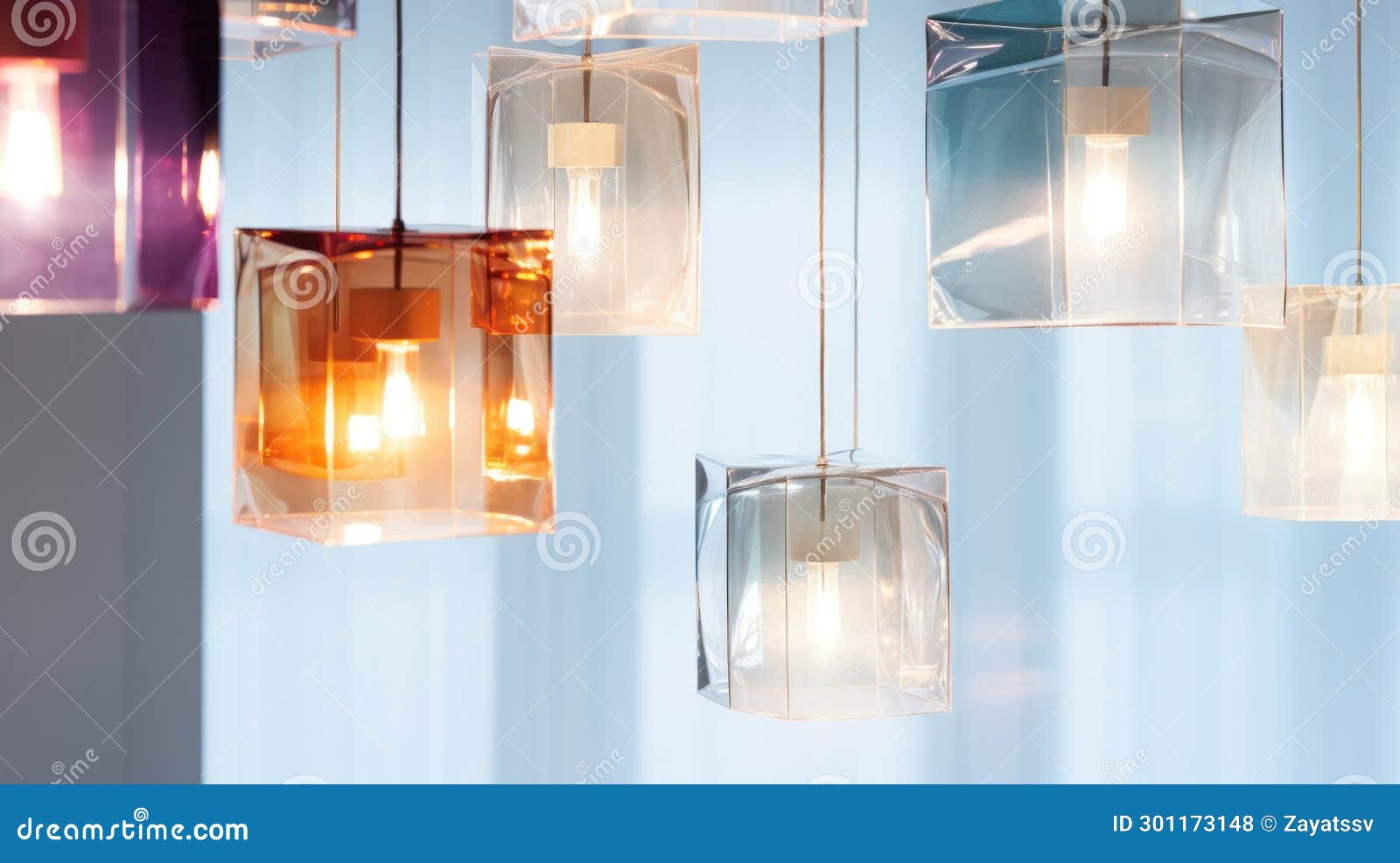Different Modern Streamlined Chandeliers. Translucency, Transparency ...