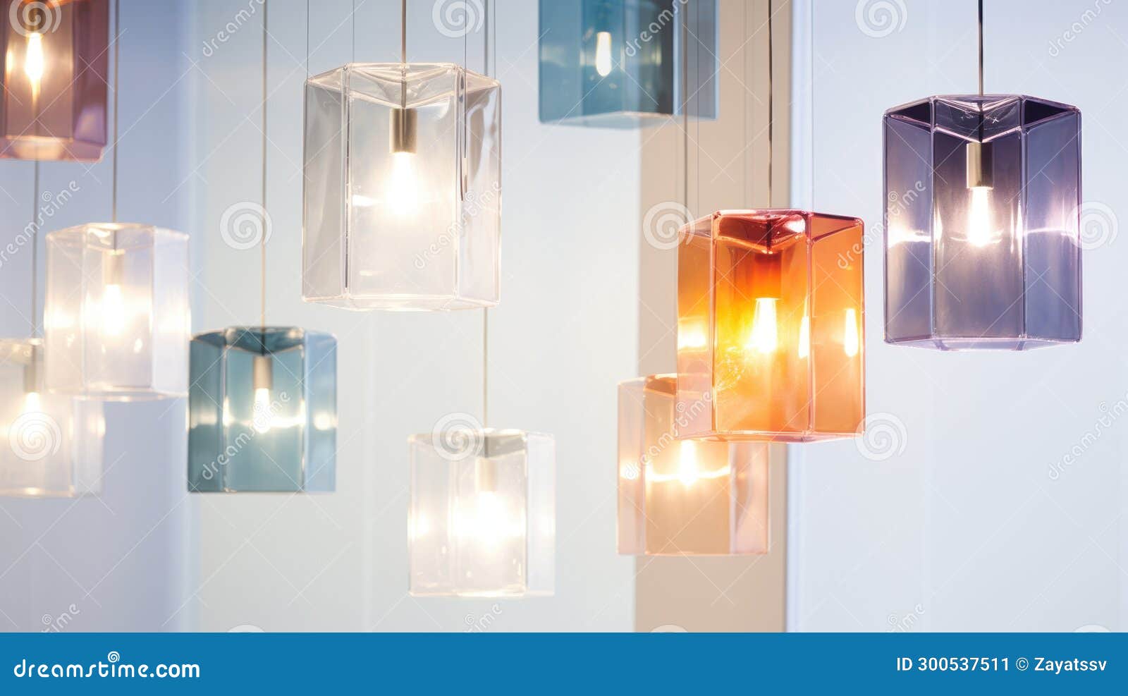 Different Modern Streamlined Chandeliers. Translucency, Transparency ...