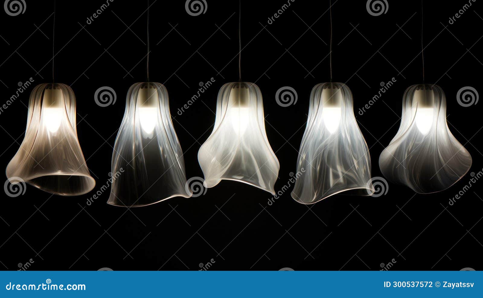 Different Modern Streamlined Chandeliers. Translucency, Transparency ...