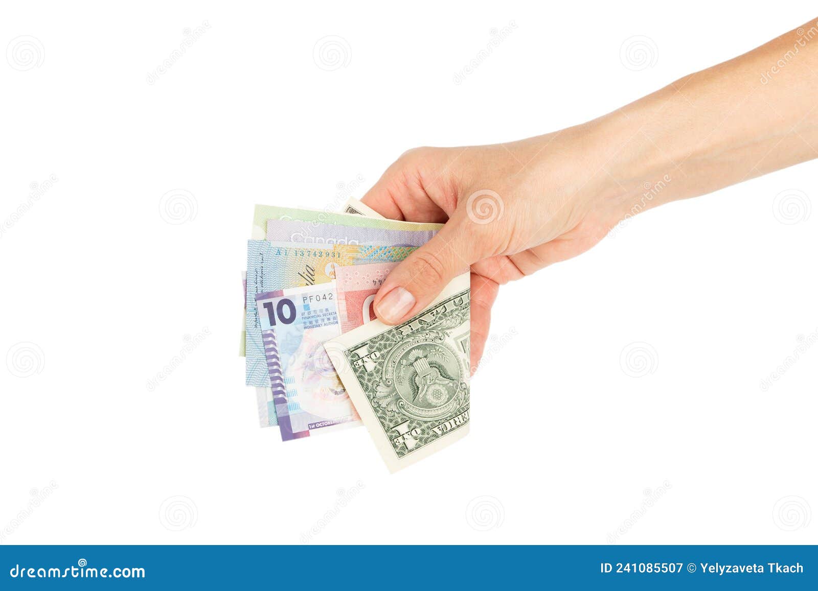 Different Money from All Over the World in the Hand Stock Image - Image ...