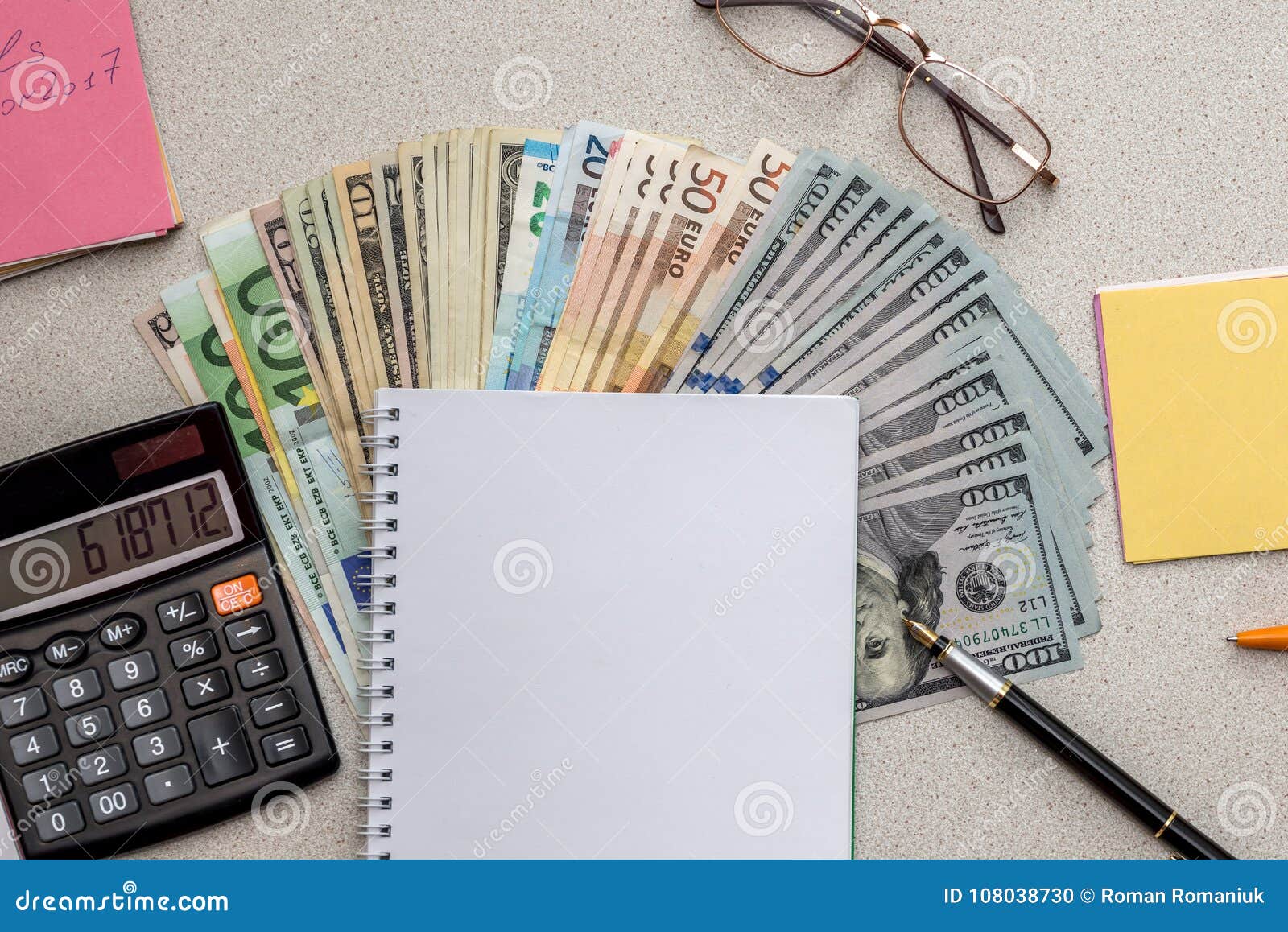 Different Money with Notepad Stock Photo - Image of rate, currency ...