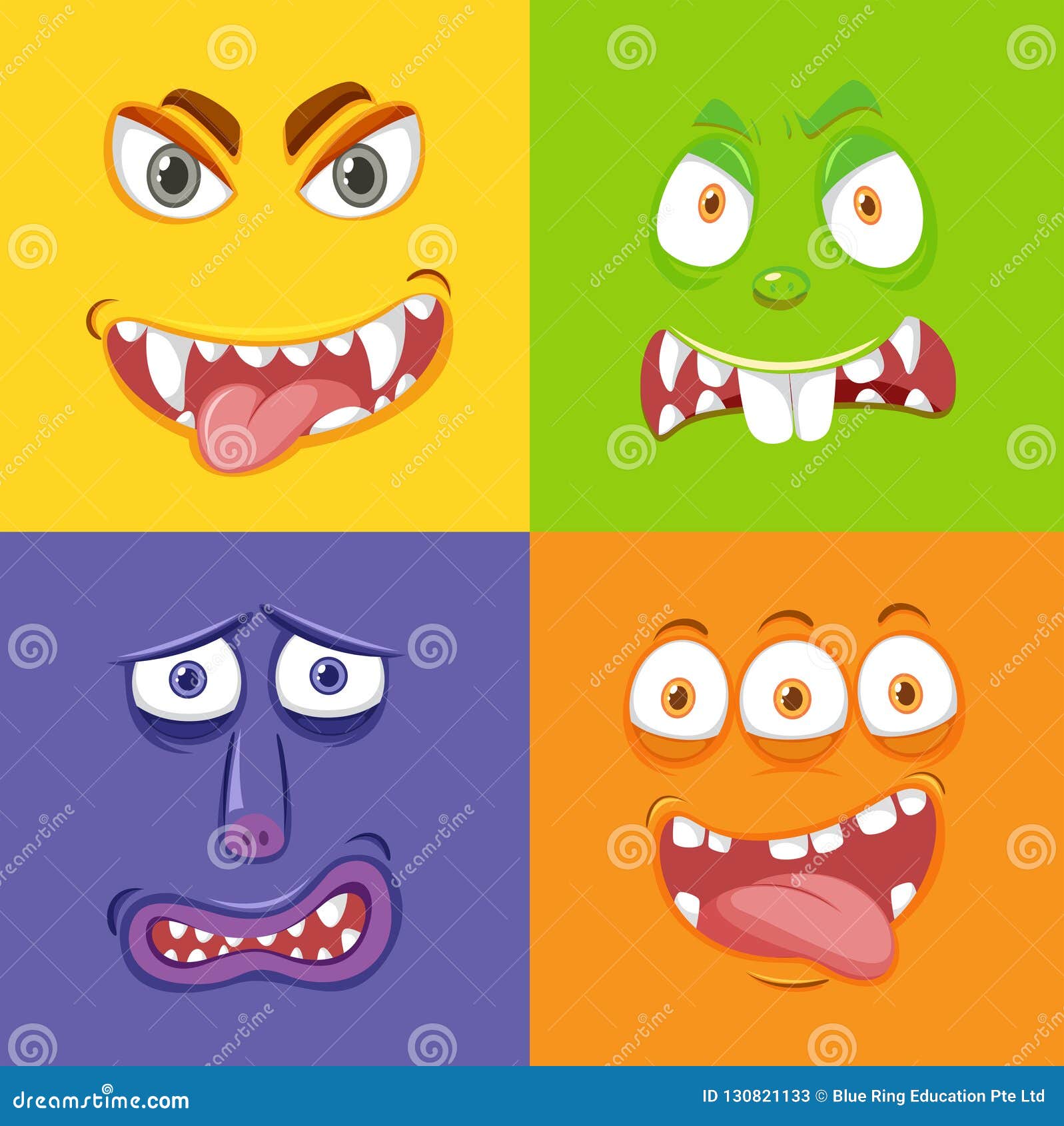 Different Monster Face Expression Stock Vector - Illustration of symbol ...