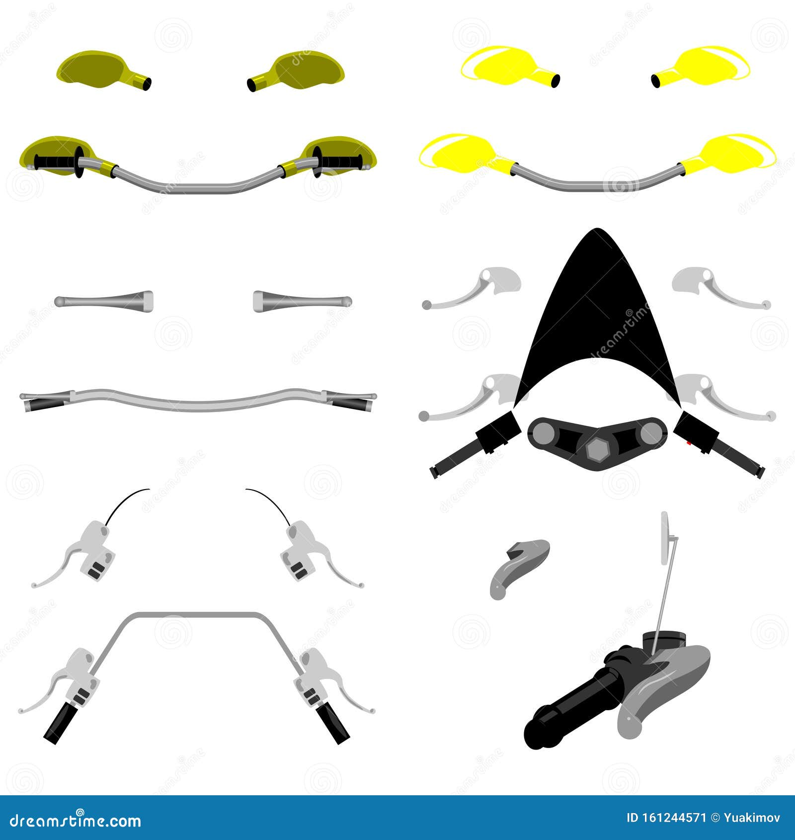 Different Motorcycle Fuel Tanks Front, Back, Top And Side View Isolated ...