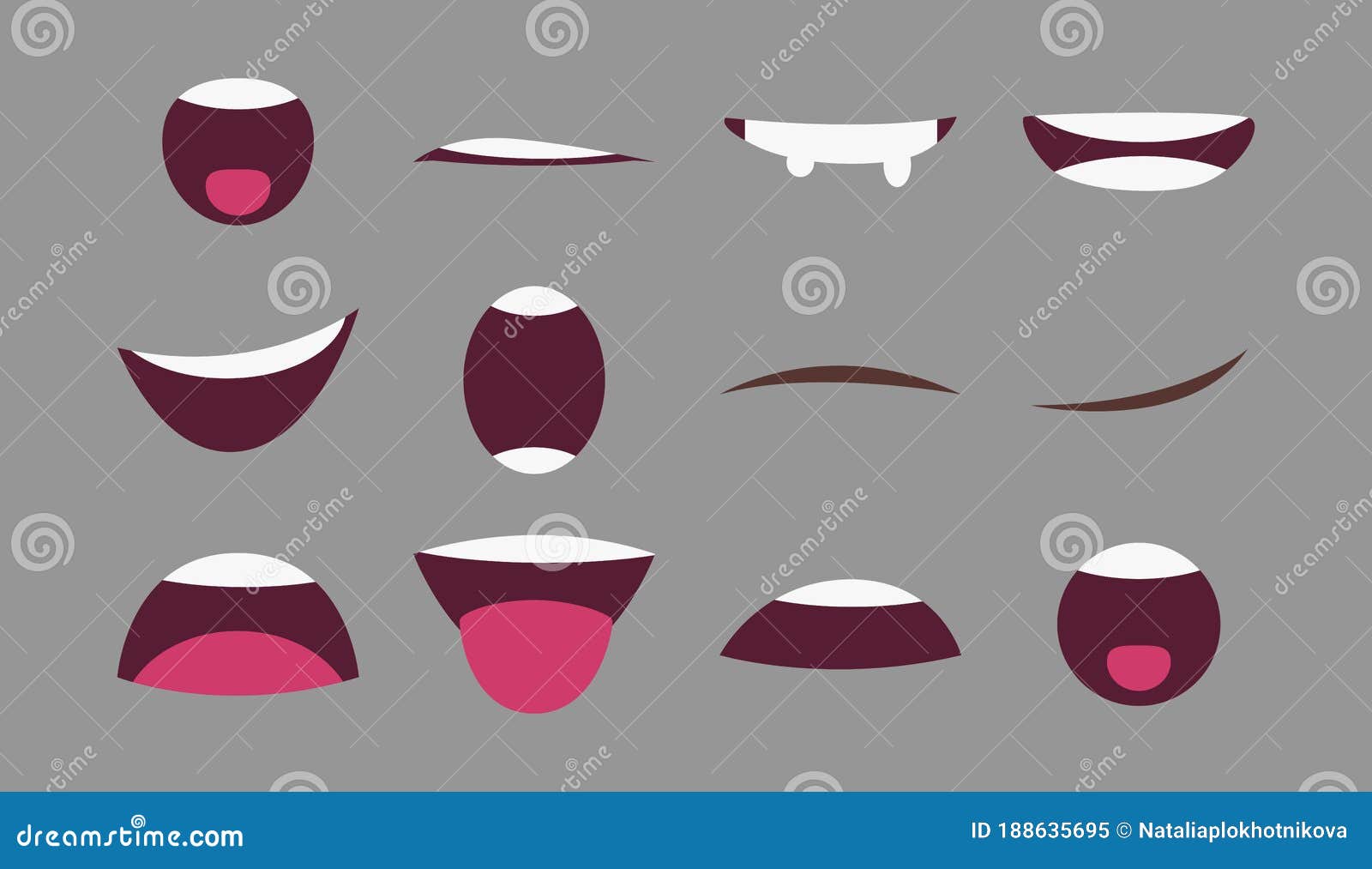 Different Mouth Emotions for Animation. Flat Style Stock Vector ...